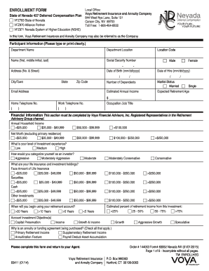 Fillable Online ENROLLMENT FORM State of Nevada 457 Deferred ...