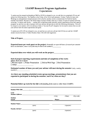 Fillable Online vcea wsu LSAMP Research Program Application Expectations Fax Email Print - pdfFiller