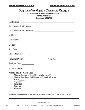 Fillable Online olgchurch PARISH REGISTRATION FORM PARISH REGISTRATION ...