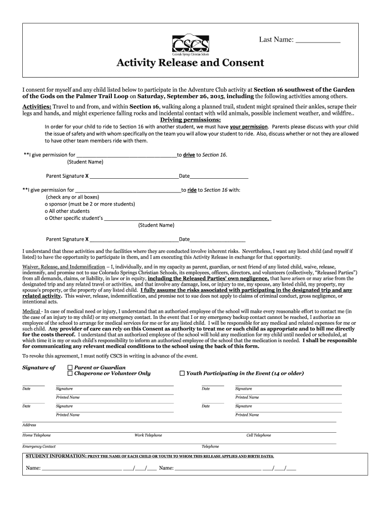 Fillable Online I consent for myself and any child listed below to ...