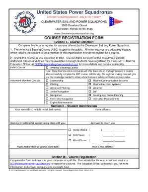 Fillable Online clearwaterpowersquadron Class Registration Form Ver6 ...