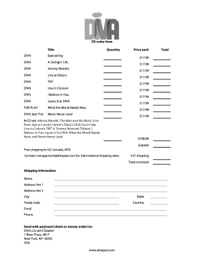 Fillable Online Diva Cd order form Fax Email Print - pdfFiller
