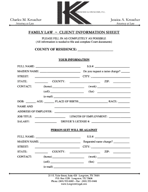 Fillable Online Client Information Sheet - Family Fax Email Print ...
