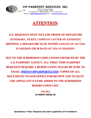 Fillable Online ATTENTION - VIP Passports Fax Email Print - pdfFiller