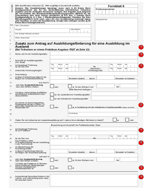 Fillable Online bafoeg-info Zusatz zum Antrag auf Ausbildungsf rderung f r eine Ausbildung im ...