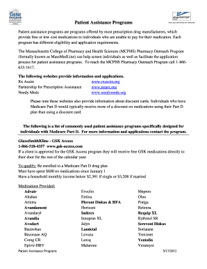 Fillable Online Patient assistance programs are programs offered by ...