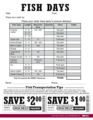 Fillable Online Fish Days Fax Email Print - pdfFiller