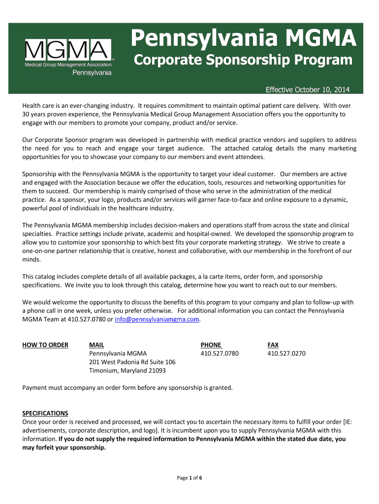 Fillable Online Pennsylvania MGMA Fax Email Print - pdfFiller