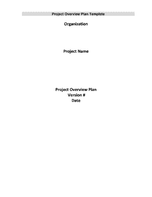 Fillable Online Organization Project Name Project Overview Plan Version ...