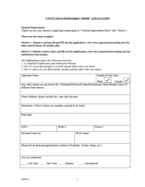 Fillable Online SS - Casting Application Finaldocx Fax Email Print ...