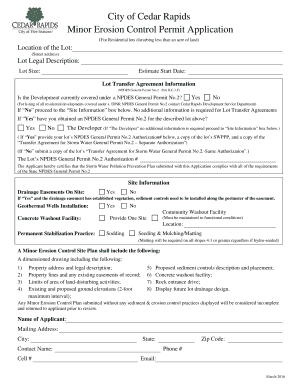 Fillable Online cedar-rapids Minor Erosion Control Permit Application ...