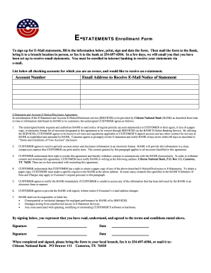 Fillable Online E-STATEMENTS Enrollment Form Fax Email Print - pdfFiller