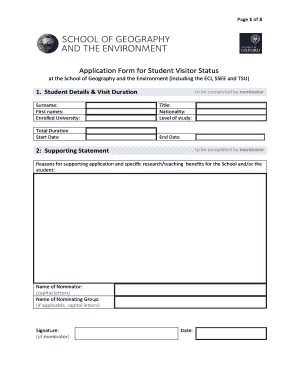 Fillable Online Application Form for Student Visitor Status Fax Email ...