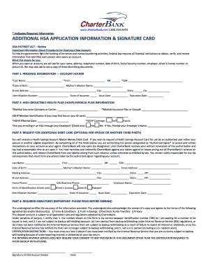 Fillable Online ADDITIONAL HSA APPLICATION INFORMATION amp SIGNATURE ...
