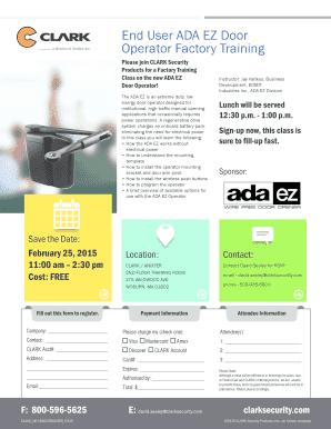 Fillable Online End User ADA EZ Door Operator Factory Training Fax ...