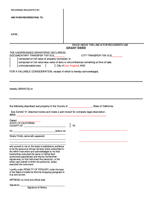 Fillable Online : SPACE ABOVE THIS LINE IS FOR RECORDERS USE GRANT DEED THE UNDERSIGNED GRANTOR ...