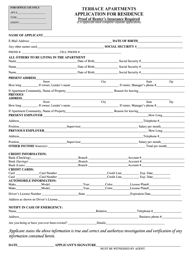 Fillable Online TO MAKE THE TERRACE APARTMENTS Fax Email Print - pdfFiller