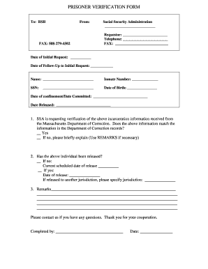 Fillable Online s044a90 ssa PRISONER VERIFICATION FORM - s044a90ssagov ...