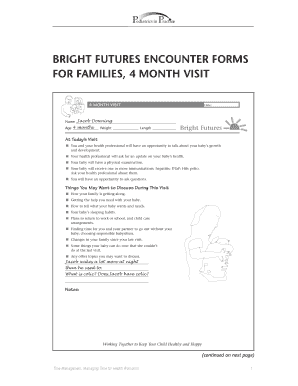 Fillable Online pediatricsinpractice BRIGHT FUTURES ENCOUNTER FORMS FOR ...