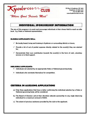 Fillable Online INDIVIDUAL SPONSORSHIP INFORMATION - kyabramclubcomau ...