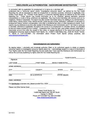 Fillable Online vtlegion DISCLOSURE and AUTHORIZATION BACKGROUND ...