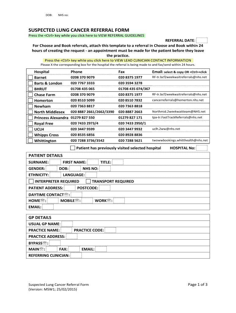 Fillable Online SUSPECTED LUNG CANCER REFERRAL FORM Fax Email Print ...