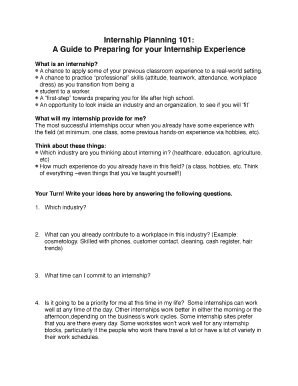 Fillable Online westcentral k12 sd Internship Planning 101 A Guide to ...