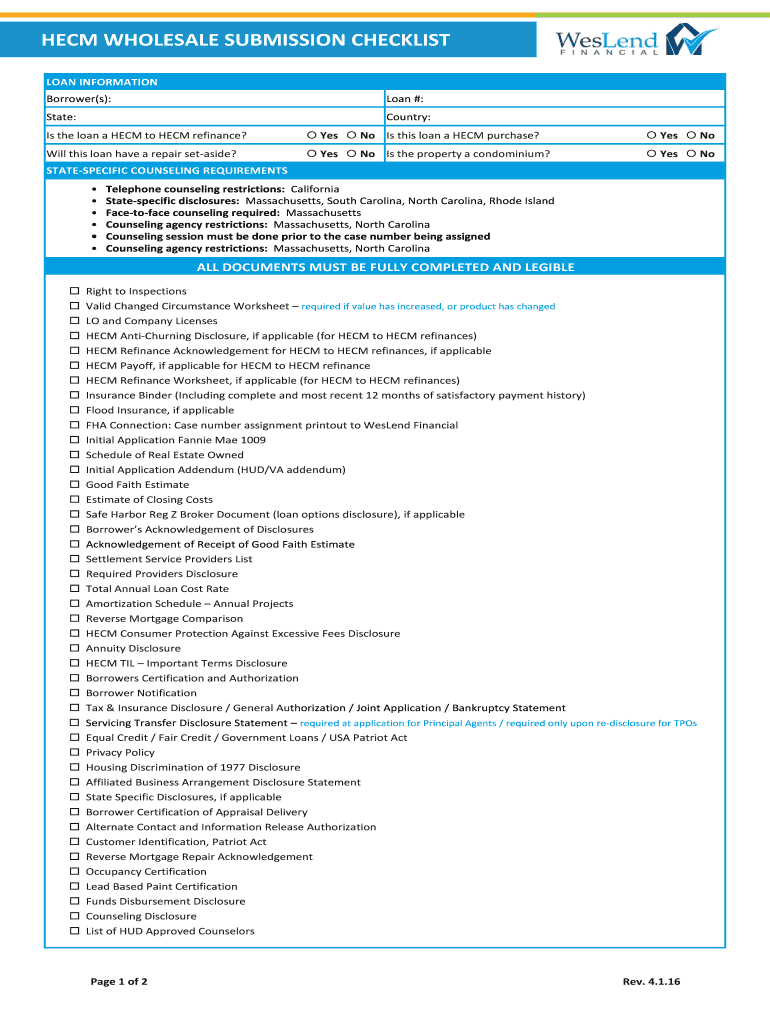 Fillable Online Is the loan a HECM to HECM refinance Fax Email Print ...