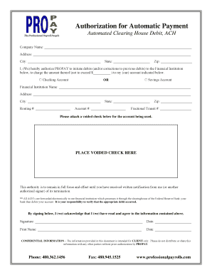 Fillable Online Automated Clearing House Debit, ACH Fax Email Print - pdfFiller