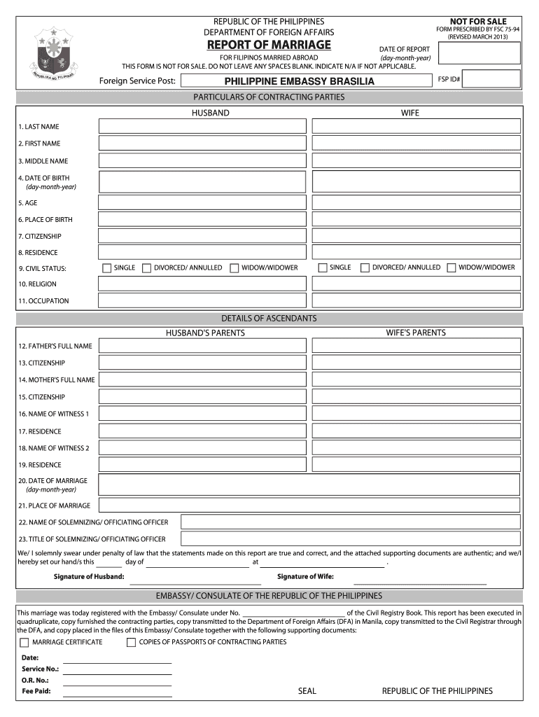 Fillable Online REPORT Of MARRIAGEpdf Fax Email Print - pdfFiller