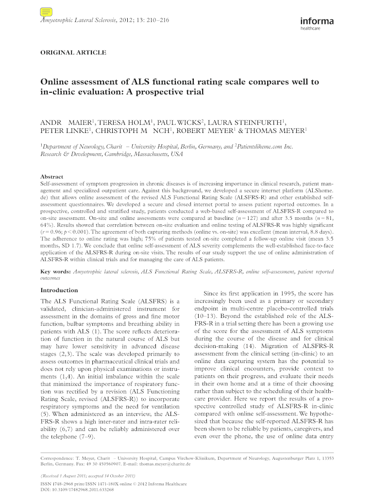 Fillable Online Online assessment of ALS functional rating scale ...