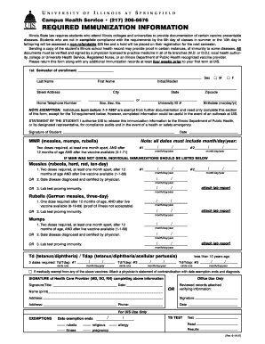 Fillable Online uis 44457 Required Immunization Form Fax Email Print - pdfFiller