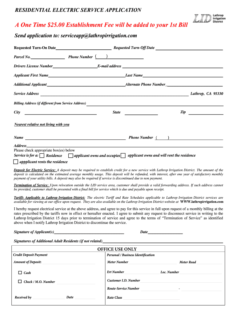 Fillable Online Residential application 04-17-12 Fax Email Print ...