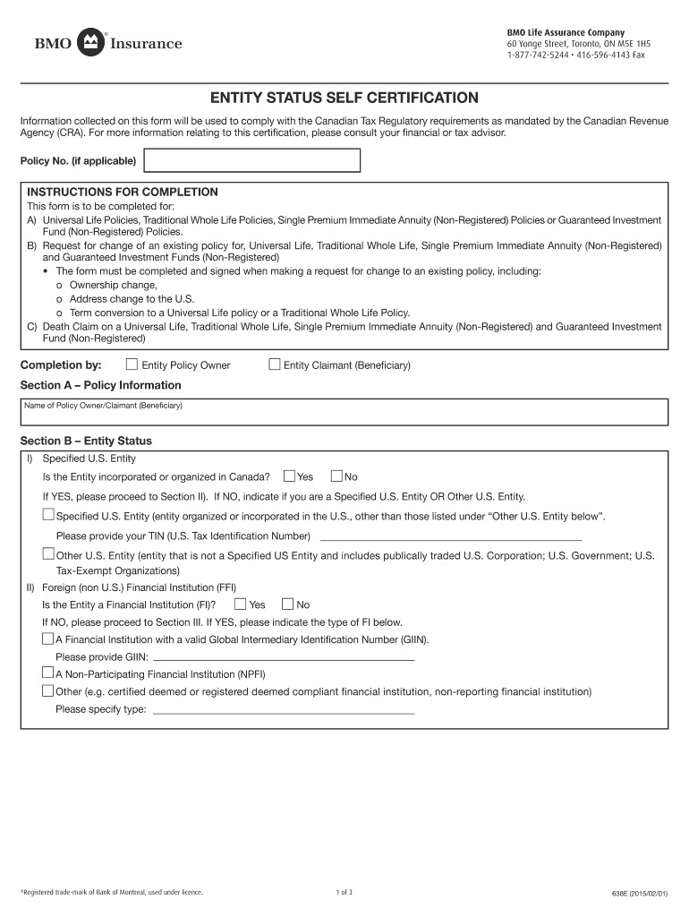 Fillable Online ENTITY STATUS SELF CERTIFICATION Fax Email Print ...