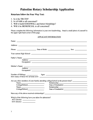 Fillable Online Rotary Scholarship Application - hswestwoodisdnet Fax Email Print - pdfFiller