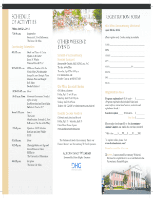 Fillable Online SCHEDULE REGISTRATION FORM OF ACTIVITIES Fax Email ...