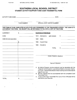 Fillable Online southernlocalmeigs STUDENT ACTIVITVSU039PPORT FUND CASH ...