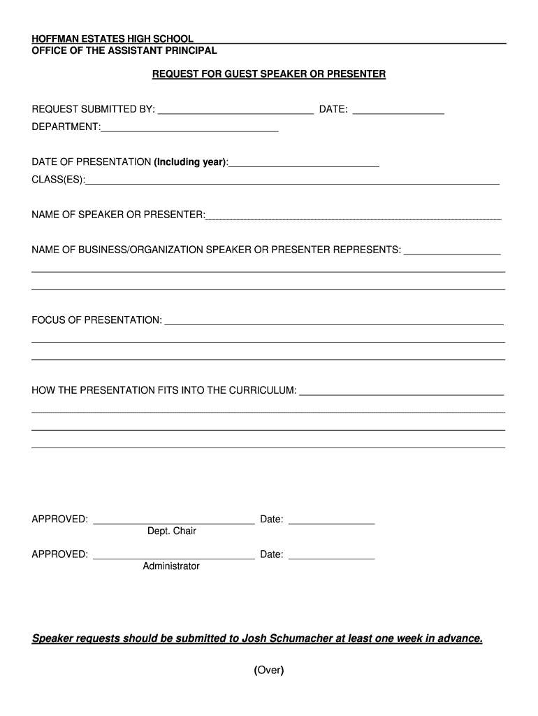 Fillable Online hhs d211 C. GUEST SPEAKER FORM Fax Email Print - pdfFiller