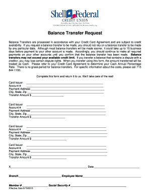 Fillable Online Balance Transfer Request - Shell FCU Fax Email Print ...