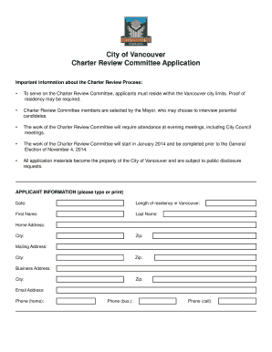 Fillable Online Charter Review Committee Application Fax Email Print ...