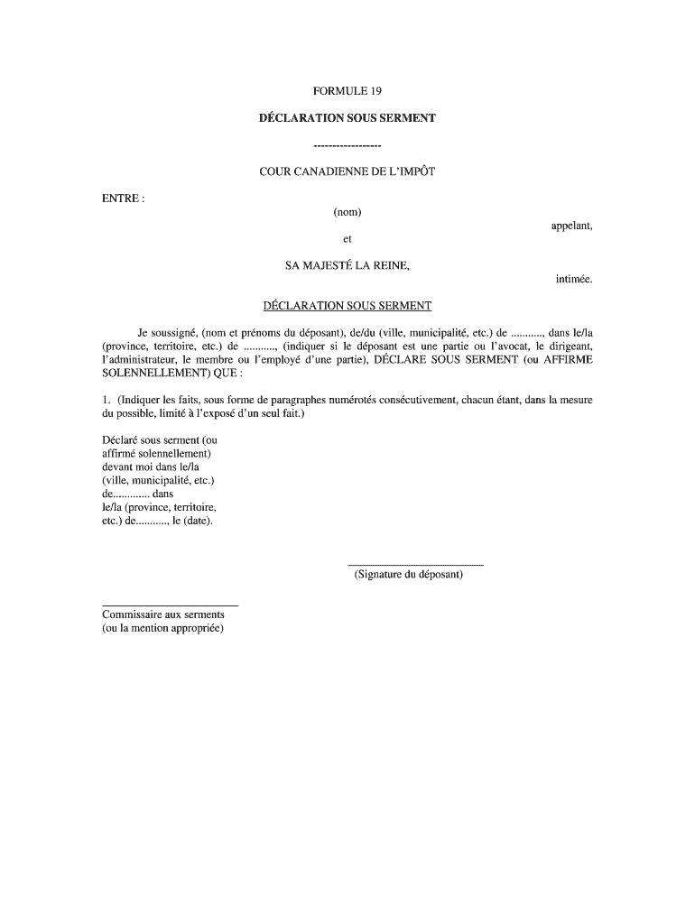 Remplissable En Ligne DCLARATION SOUS SERMENT Fax Email Imprimer ...
