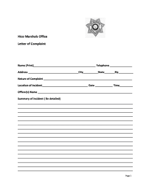 Fillable Online Officer Complaint Form rev Fax Email Print - pdfFiller