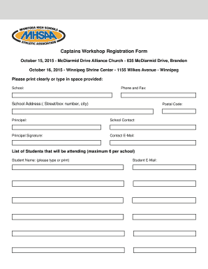 Fillable Online Captains Workshop Registration Form Fax Email Print ...