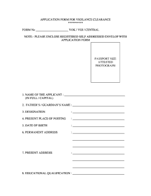 Fillable Online jkvigilance nic FORM No VOK VOJ CENTRAL APPLICATION FORM - jkvigilance nic Fax ...