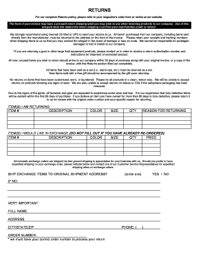 Fillable Online Returns Form.xls Fax Email Print - pdfFiller