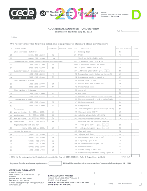 Fillable Online cede ADDITIONAL EQUIPMENT ORDER FORM - Cede Fax Email ...