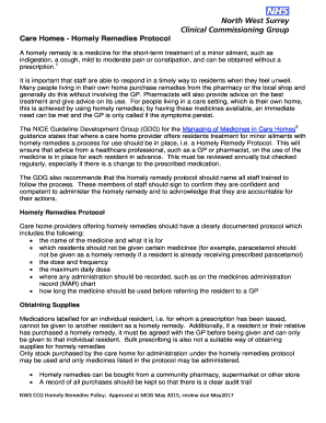 Fillable Online Care Homes - Homely Remedies Protocol Fax Email Print ...