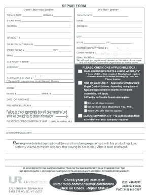 Fillable Online Repair form IV repair form IV Fax Email Print - pdfFiller