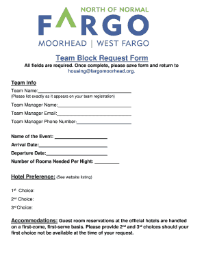 Fillable Online Team Block Request Form Fax Email Print - pdfFiller