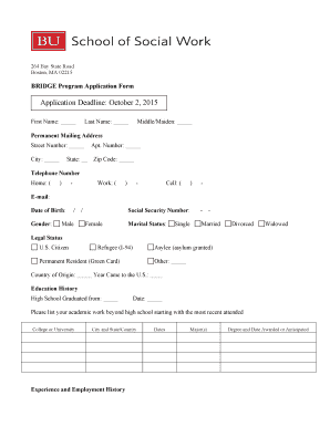 Fillable Online bu Bridge Application FORM 2015 electronicdoc Fax Email Print - pdfFiller